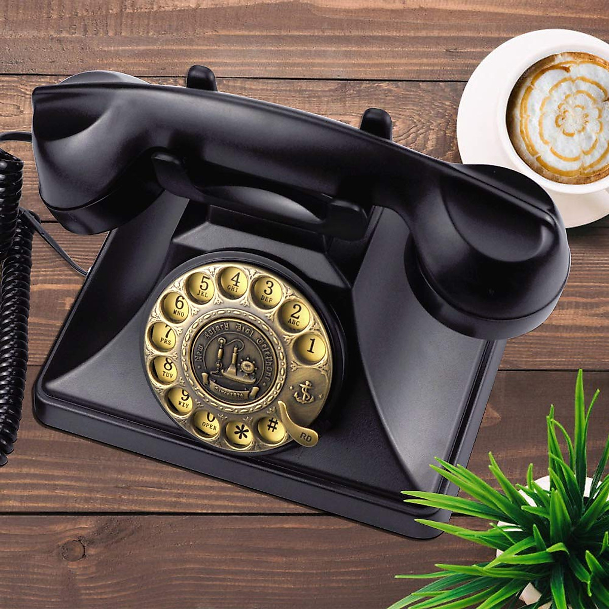 EC VISION Rotary Phones for Landline, Retro Landline Telephone Old Fashion Home Phones with Mechanical Ringer and Speaker Function(Black)