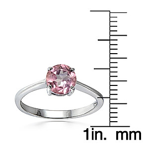 Ice Gems Sterling Silver Treated Light Pink Topaz Round 6mm Solitaire Ring, Size 8