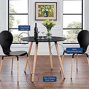 Modway Track 36" Contemporary Modern Round Kitchen and Dining Room Table in Black