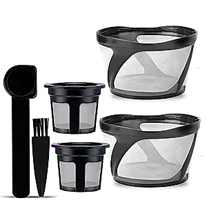 2 Reusable Coffee Ground Basket Style Coffee Filter for KeurigKDuo Essentials and KDuo Brewers Machine,2 Refillable K Cups Pod Capsule for KeurigKDuo+1 Spoon+1 Brush,2 Ways to Brew