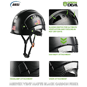GREEN DEVIL Safety Helmet Hard Hat Adjustable Lightweight Vented ABS Work Helmet for Men and Women 6-Point Suspension ANSI Z89.1 Approved Ideal for Industrial & Construction