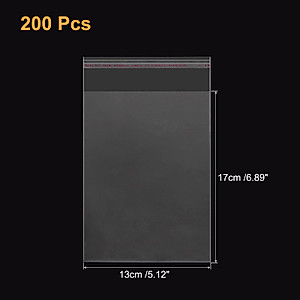 uxcell 200Pcs Clear Cello Bags, 5" x 6.5" Plastic Self Sealing OPP Cello Treat Bags Cello Poly Bags for Packing Cookies Candy Jewelry Gifts, Clear