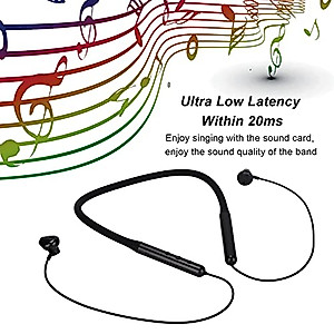 Neckband Monitor Headphone, 20ms Ultra Low Latency Multi Function Headset with Mic in Ear Magnetic Neckband Earphone for Phone Call Live Streaming Karaoke