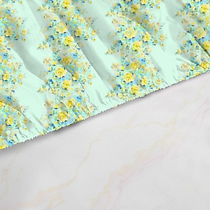 VTKON Green Queen Floral Sheets for Girls Women Adults Botanical Sheets Soft Microfiber Cute Floral Sheets Set for Room Decor with 1 Flat Sheet+ 1 Fitted Sheet+ 2 Pillowcases