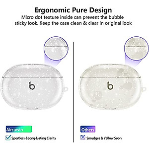 Aircawin for Beats Studio Buds Case 2021 Clear Glitter,Sparkly Bling Clear Case for Beats Studio Buds + Case Cover 2023,Shockproof Soft TPU Case for Beats Studio Buds Case Cover with Keychain-Glitter