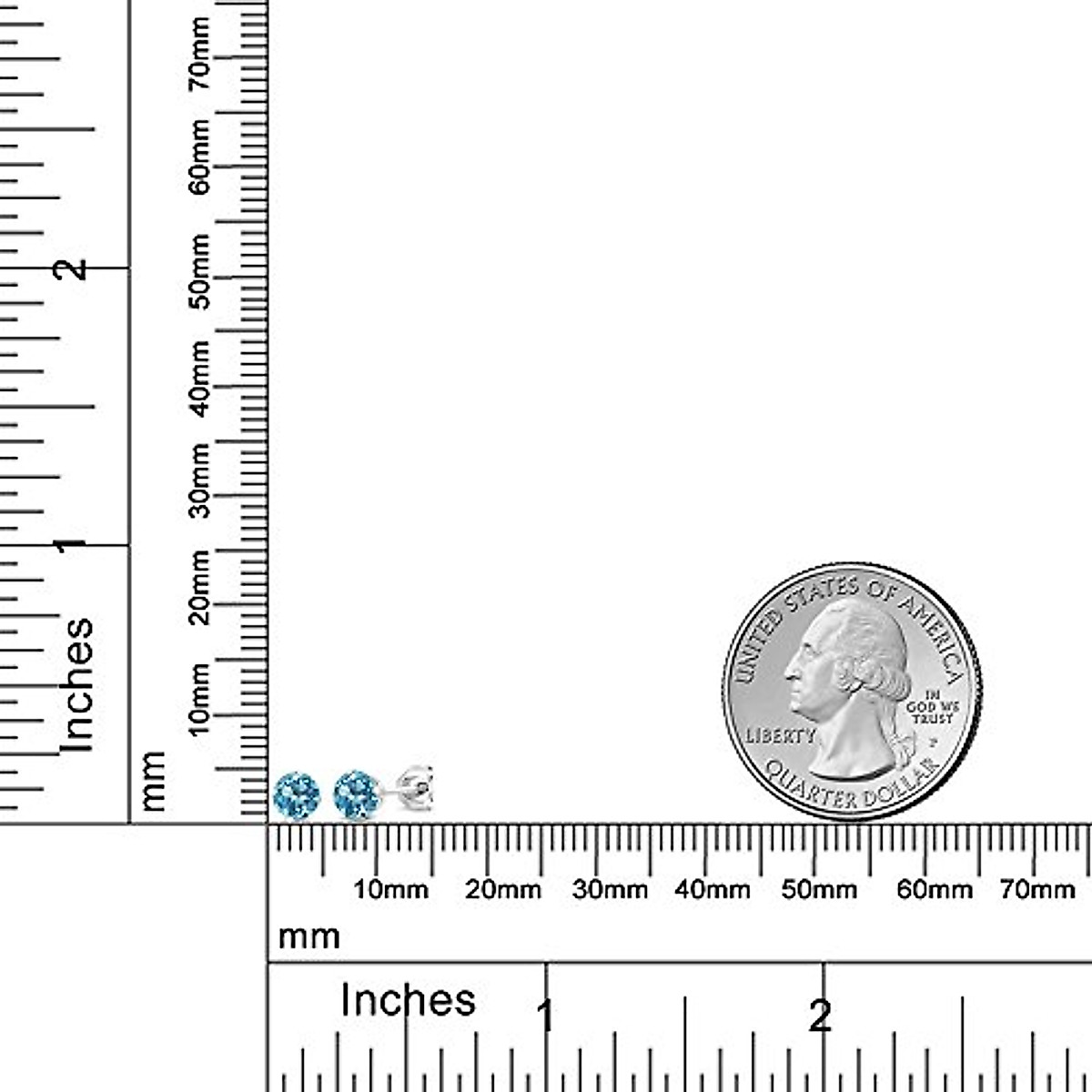 Gem Stone King 925 Sterling Silver Round 4MM Gemstone Birthstone Stud Earrings for Women