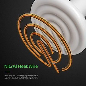 Simple Deluxe Ceramic Heat Emitter 150W Reptile Heat Lamp Bulb No Light Emitting Brooder Coop Heater for Amphibian Pet Snake Turtle & Incubating Chicken, No Harm, Color White, 1 Pack