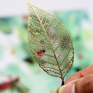 Two Piece Leaf fine Veins Metal Hollowed Out Bookmarks, Lovely Bookmarks Suitable for Readers, Students