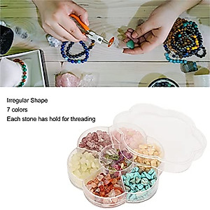 HERCHR Crystal Beads for Ring Making, Crystals Gemstone Beads for Jewelry Making, 7 Colors Crystal Ring Making Kit with Plastic Box for Jewelry Ring, Bracelets, Earring Making Supplies