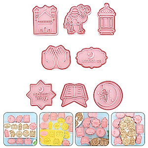 Wedding Cake Cookies Eid Mubarak Ramadan Cookie Molds: 8Pcs Cookie Cutters Islamic Muslim Biscuit Fondant Cake Chocolate Candy Silicone Ramadan Decorations