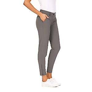 Hiverlay Womens pro Golf Pants Quick Dry Slim Lightweight Work Pants with Straight Ankle Also for Hiking or Casual Ladies，Gray-l