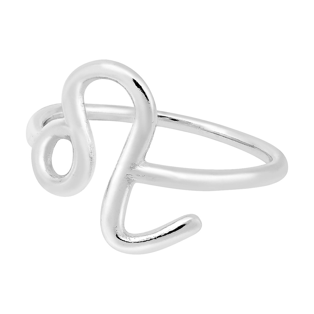 AerVida Unisex Simple Minimalistic Astrological Zodiac Sign 'Leo' .925 Sterling Silver Band Ring (10)