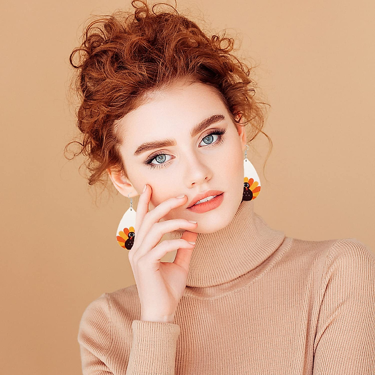 16 Pairs Fall Faux Leather Teardrop Earrings Plaid Pumpkin Sunflower Maple Leaves Autumn Jewelry Thanksgiving Accessory for Women