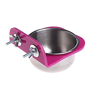 Hypeety Pet Birds Feeder Bowl Mirror Chew Toy Stainless Steel Cup Intelligence Toy for Small Parrots Macaw, African Greys, Cockatiels, Conure Cage Standing Swing Perch (Cage Cup L (3.31×2.05×1.97"))