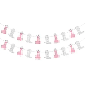 Silver & Pink Boot and Cowboy Hat Garland Nash Bash Banner for Nashville Bachelorette Party Western Cowgirl Last Rodeo Last Hoedown Bachelorette Party Decorations