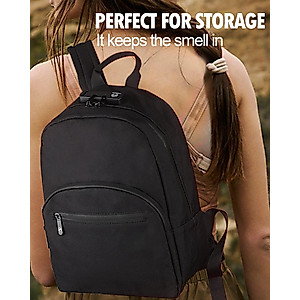FIREDOG Mini Smell Proof Backpack with Lock for Men Women, Smell Proof Bookbag for Travel (Black)