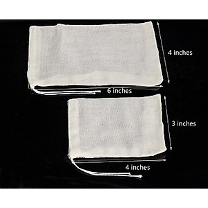 GIYOMI 20 Pcs Muslin Drawstring Bags,Natural Unbleached Cotton Straining Herbs Cheesecloth Bags, Coffee Tea Brew Bags, Soup Gravy Broth Stew Bags, Bone Broth Brew Bags,Spice Bags, 4 x 3 Inches