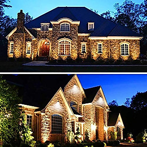 ZUCKEO 10W Landscape Lighting Low Voltage LED Landscape Lights, IP66 Waterproof Landscape Spotlights Yard Lawn Garden Outdoor Lights 12V 24V 1000LM Warm White (12Pack with Connectors)