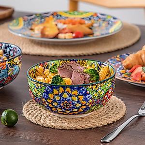 vancasso 12 Pieces Dinnerware Sets, Plates and Bowls Set, Porcelain Dishes Set for 4, Microwave and Dishwasher Safe, Scratch Resistant, Bohemian Style Dining Ware Service for 4, Series SIMI