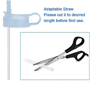 Top Souls Wide Mouth Straw Lids Compatible with Most Sports Water Bottles, 2 Lids 2 Long Straws 2 Brushes in 1 Value Pack. (Frost/Black)