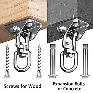 Aisto Swing Hanger Swivel Hook for Swing Sets Porch Wood Concrete Ceiling Silent 304 Stainless Steel 1000 Lb Capacity Heavy Duty for Yoga Playground