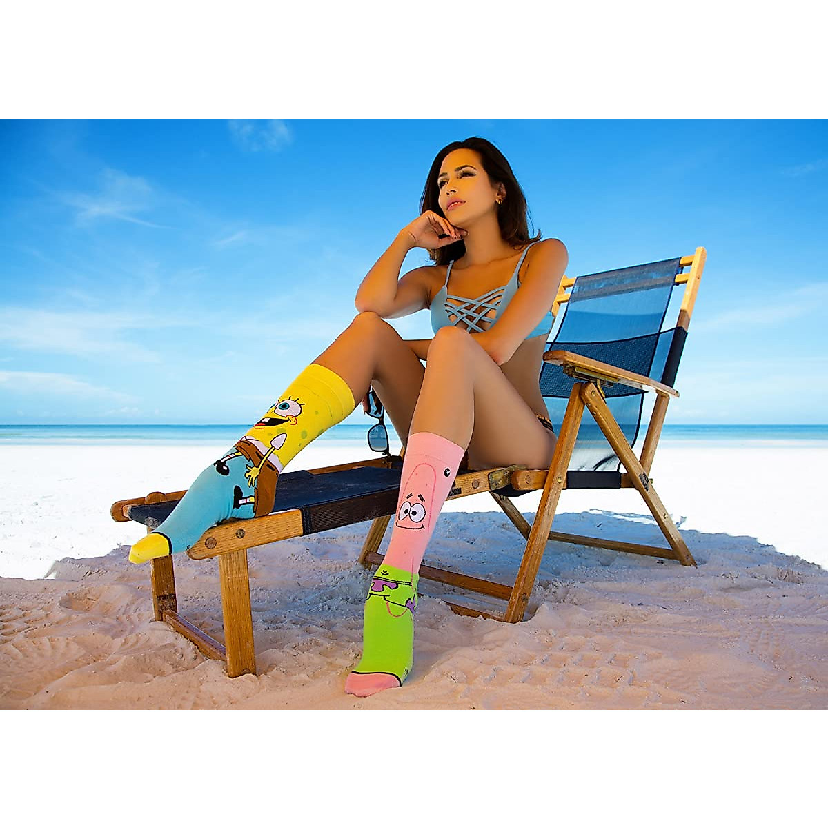 Odd Sox, SpongeBob and Patrick, Novelty Crew Socks, Crazy Fun Graphic Silly 90s