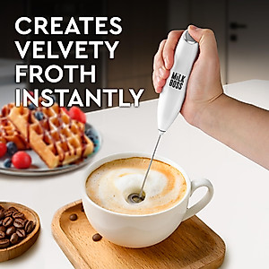 Milk Boss Matcha Whisk - Handheld Electric Stirrer - Matcha Frother Wand & Drink Mixer - Electric Whisk for Matcha Tea & Green Tea - Durable Stainless Steel Matcha Blender - White Powerful Frother