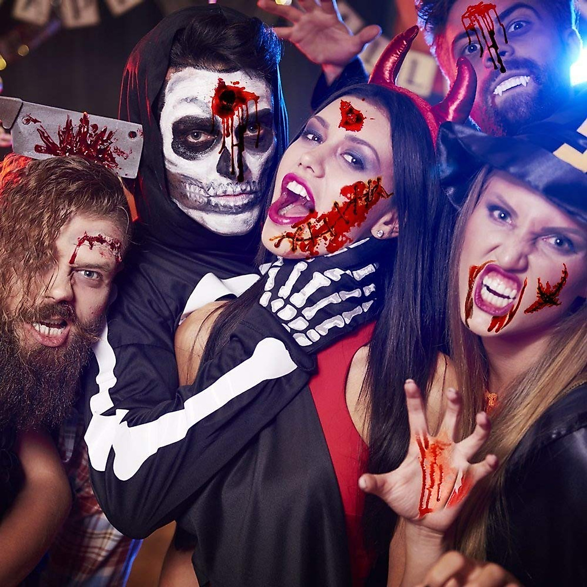 Zombie Scars Tattoos Bloody Scar with Fake Blood Costume Makeup Halloween Decorations Party Favor