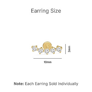 1/5 Carat Diamond Constellation Ear Crawler 14K Solid Gold Cartilage Stud Earring Helix Conch Diamond Ear Piercings Internally Threaded Flat Back (Carat 0.20ct, G-H, Clarity SI1-SI2) - Sold Separately
