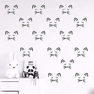 JUEKUI Set of 36 Cat Pattern Wall Decal Cat Lover Gift Nursery Decor Girls Room Decor Animal Art Vinyl Wall Sticker WS44 (Black)