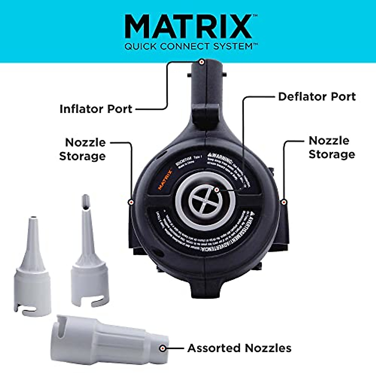 BLACK+DECKER MATRIX Inflator Attachment, High Volume for Balls, Air Mattresses and More (BDCMTHVIFF)