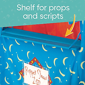 Hearthsong Hanging Doorway Puppet Theater, 47"L x 32"W, Adjustable Extended Rod, Foldable Shelf, Ages 4 and Up