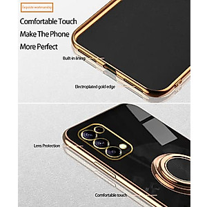 Jancyu Compatible with Oppo Find X3 Lite Case, Oppo Reno 5 5G Phone Case with Ring Holder, 360 Degrees Protective Cover Silicone Magnetic Car Holder (Black)