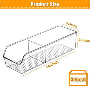 CYEAH 3 Pcs Tea Bag Organizer, 11 x 3.5 x 3 in Clear Tea Bag Holder Oragnizer, PET Tea Bag Storage Organizers, Drink Mix Packet Organizer for Sugar Packet Coffee Condiment Spices Countertop Cabinet