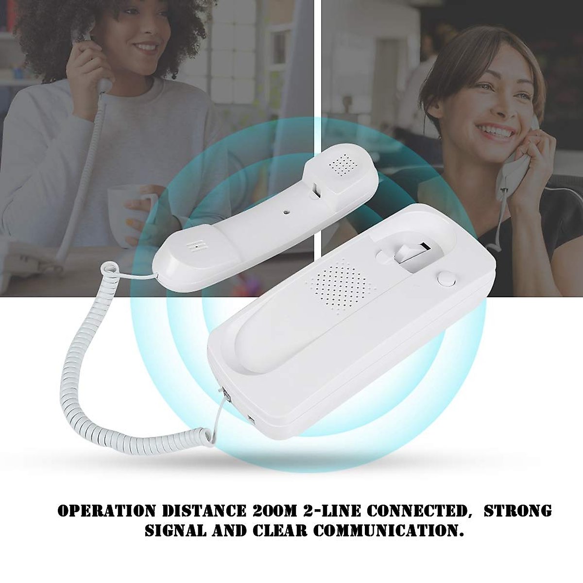 Maxmartt 2 Pcs Wired Intercom Phone AC DC Two Way Intercom Doorphone Home Room Intercome Phone Indoor Telephone Audio Non-Visual Interphone for Villa Home Office