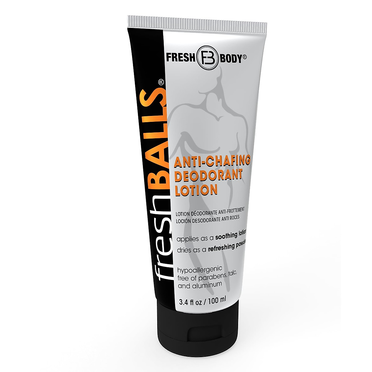 Fresh Body FB Balls Deodorant For Men: Anti Chafing Ball Cream to Powder for Men's Groin, Private Parts | Comfort Lotion is Aluminum-Free & Talc-Free, 3.4 oz