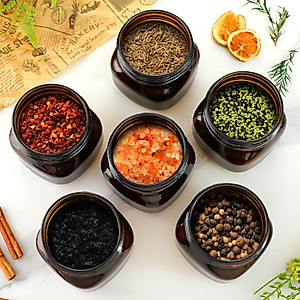 Bokon 8 Pieces Glass Mason Jars 16 oz Wide Mouth with Airtight Lids Dye Glass Canning Pint Jars Mason Jars Suitable for Pickle Fermenting Preserving Jam Jar(Amber)