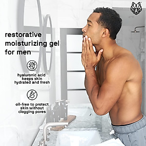 Black Wolf - Men’s Face Moisturizing Gel- 1.7 Fl Oz- Hyaluronic Acid and Aloe Vera Hydrate Your Skin and Leave It Feeling Smoother- Great for Oily Skin- Sulfate, & Cruelty Free, for Dry Skin
