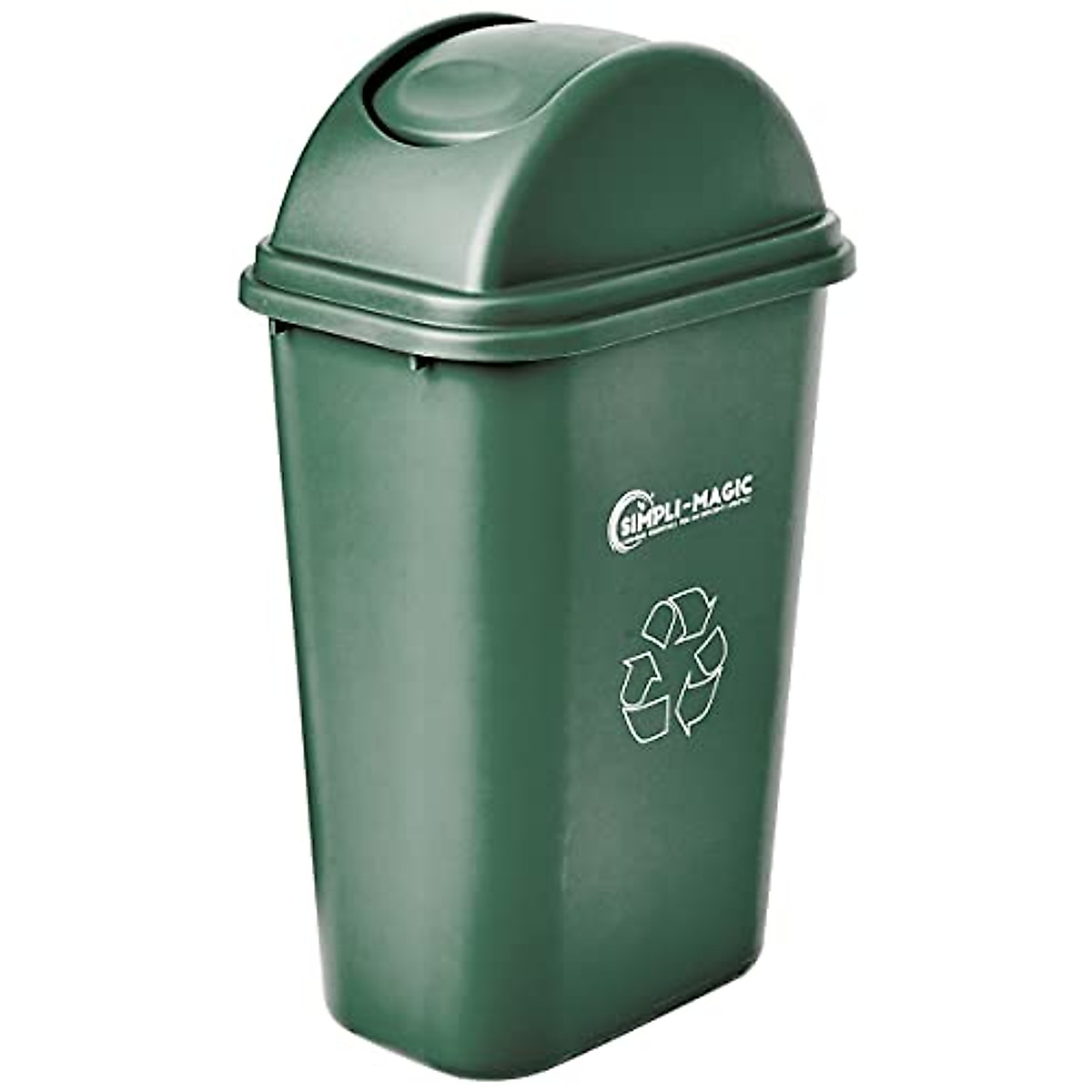 Simpli-Magic 79231 Swing-Top Lid Recycle Bin, Basic, Green