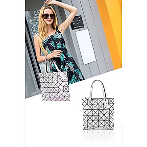 HJKHNK New Ladies Bag, Hand Bag, Rhombic Luminous Geometric PVC Handbag,for Women,Seven Colors,Blue