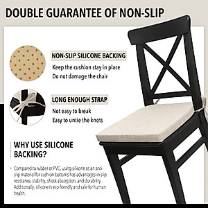 Tromlycs Chair Pads with Ties for Dining Room Chairs Set of 4 High Density Foam Padded Cushion Non Slip U Shaped Kitchen Seat 16x16.5 inch White Beige
