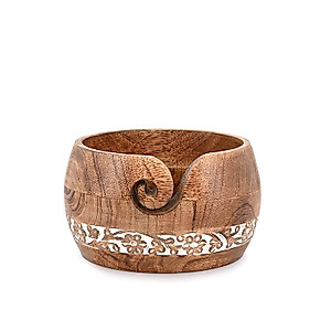 BHAVATU Yarn Storage Handmade Craft Knitting Bowl Storage Knitting and Crocheting Accessories Kit Organizer, Perfect for Mother's Day and Christmas Gift (7" x 7" x 4")