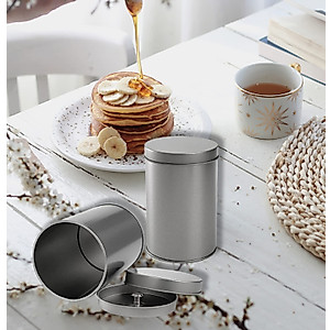 Yesland 6 Pack Tea Tin Canister with Airtight Double Lids, 12 Oz Tin Can Box and Small Round Kitchen Canisters for Loose Tea, Coffee, Candy, Herbs and Spices(Silver)