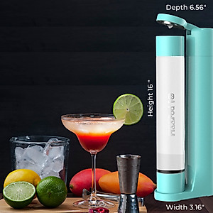 Fizzpod Soda Maker Home Soda Carbonation,Fizzy Bubbly Drink Machine with 3 PET Bottles, 3 Caps, 1 Carbonator Cap and Manual, Coffee, Tea and Cocktail Drinks with Fruit (Aruba Blue)