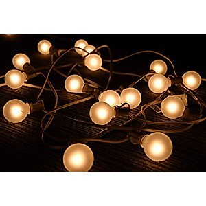 25 Pack G40 Frosted White Light Bulbs Replacement, 1.5 Inch Globe G40 Outdoor Patio String Light Bulbs, 5W Light Bulbs with C7/E12 Candelabra Base for Outdoor Garden Patio Party Decor, Frosted White