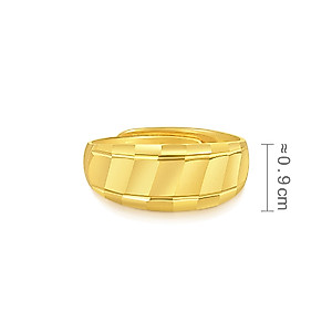 CHOW SANG SANG 999.9 24K Solid Gold Price-by-Weight 2.99g Gold Modern Stripe Band Ring for Women 82817R | Size Adjustable