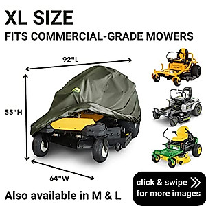 Family Accessories Zero-Turn Mower Cover. Waterproof Heavy Duty 600D Marine Grade Fabric. Riding ZTR Lawn Tractor Covers. Large Size Commercial Grade Accessories. Outdoor UV and Heavy Rain Protection.