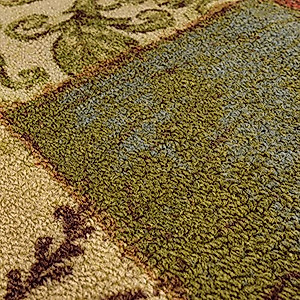 Mohawk Home Floral Tile Multi Geometric Blocks (1' 6" X 2' 6") Slice Kitchen Mat