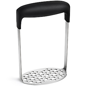 Urbanstrive Smooth Mash Potato Masher Stainless Steel, Durable Mashed Potatoes Masher Kitchen Tool, Easy-to-Clean, Soft Non-slip Handle, Kitchen Utensils, Kitchen Gadgets, Black