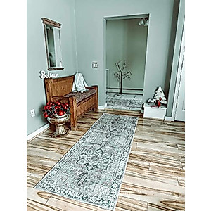 BoutiqueRugs Nisa Oriental Medallion Large Area Rug - Farmhouse Traditional Floral Carpet for Living Room - Machine Washable - Sage, Green, Rust - 7'6" x 9'6" (8x10 Area Rug)